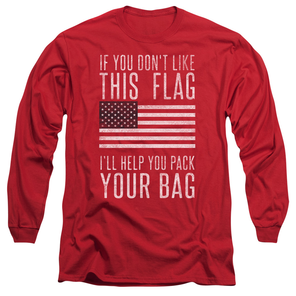American Flag Long Sleeve Shirt Pack Your Bag Red Tee T-Shirt ...