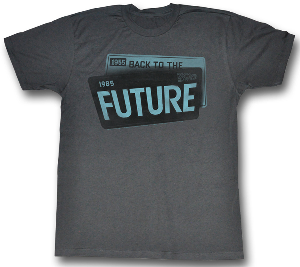 Back To The Future Shirt License Plate Adult Charcoal Tee T-Shirt ...
