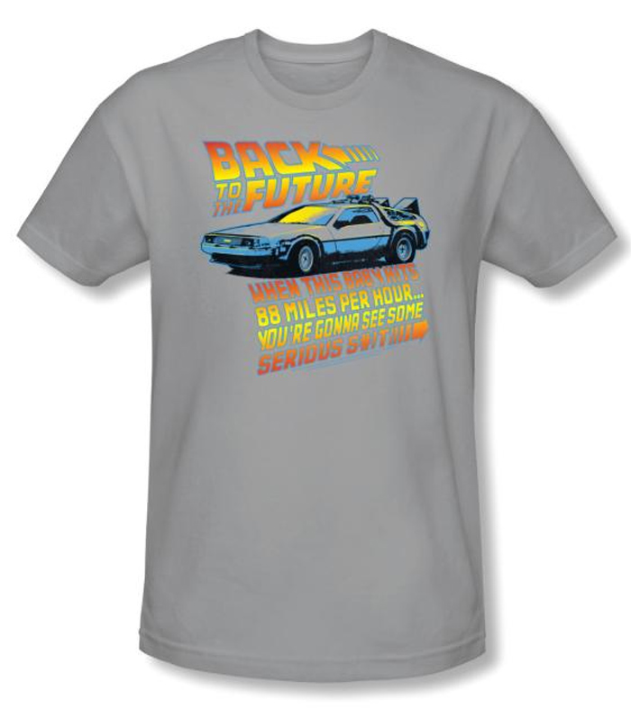 Back To The Future Slim Fit T-shirt 88 Mph Adult Silver Tee Shirt ...