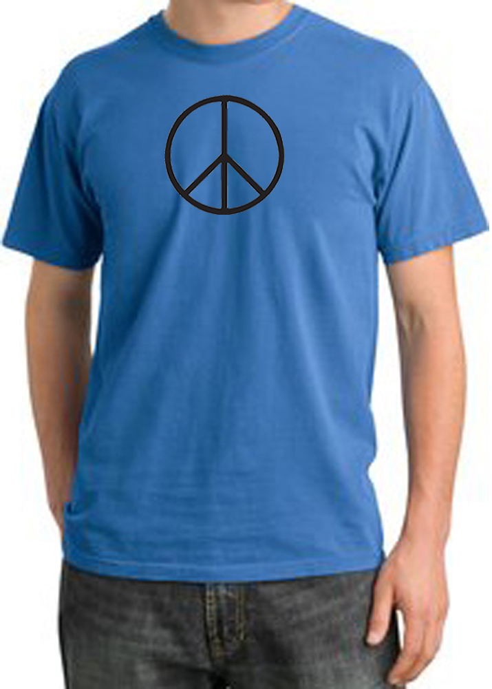 BASIC PEACE BLACK Sign Symbol Adult Pigment Dyed T-shirt - Medium Blue ...
