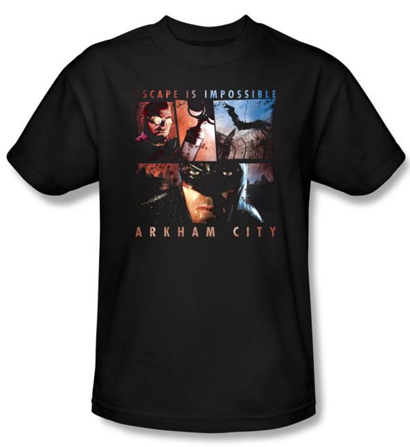 Batman T-Shirt - Arkham City Escape Is Impossible Adult Black Tee ...