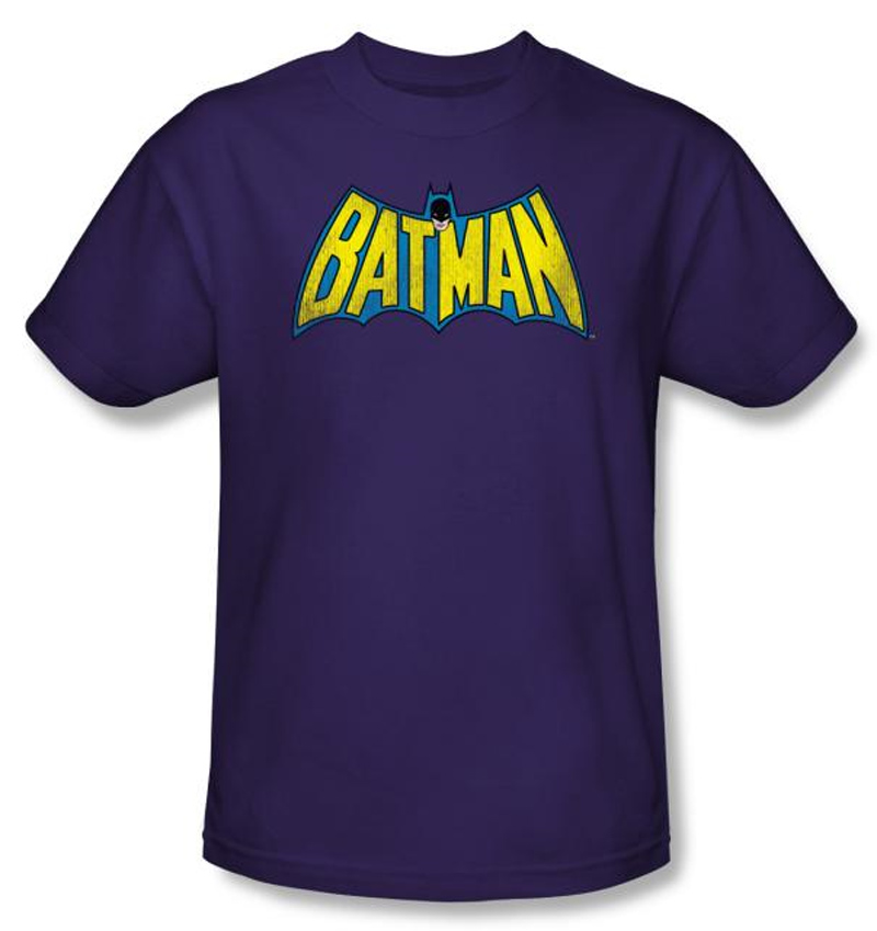 Batman T-Shirt - Classic Batman Logo Adult Purple Tee - Batman T-shirts