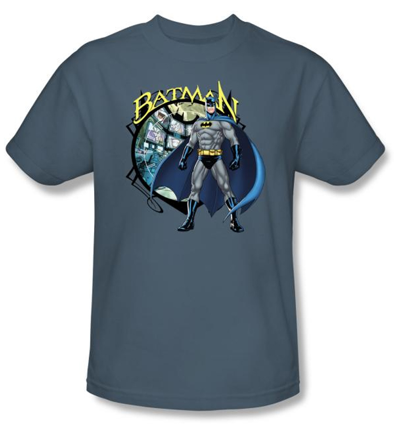 Batman T-Shirt - Joker Case Files Adult Slate Blue Tee - Batman T-shirts