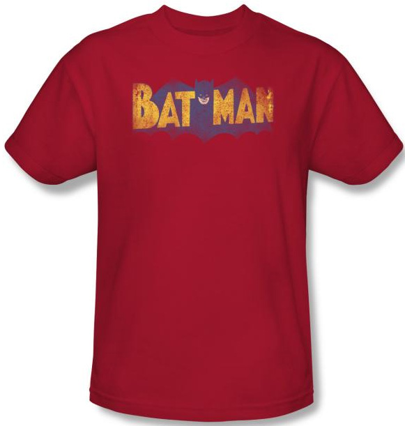 Batman T-Shirt - Vintage Logo Adult Red Tee - Batman T-shirts