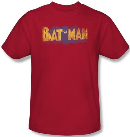 Batman T-Shirt - Vintage Logo Adult Red Tee - Batman T-shirts
