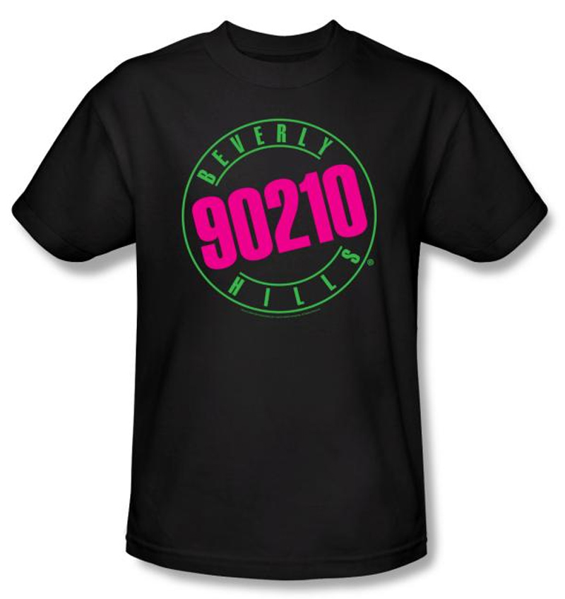 Beverly Hills 90210 T-shirt TV Series Neon Logo Adult Black Tee Shirt ...
