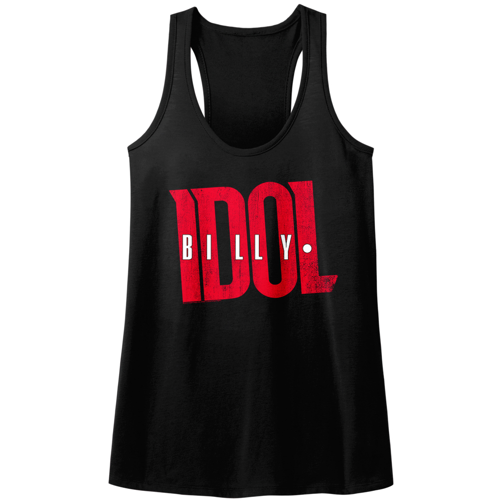 Billy Idol Juniors Tank Top Logo Black Racerback - Billy Idol Shirts