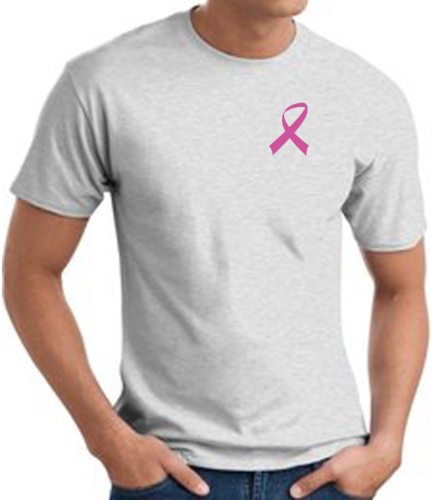 Breast Cancer Awareness T-shirt Pink Ribbon Pocket Print Adult Ash Tee - Breast Cancer Awareness ...