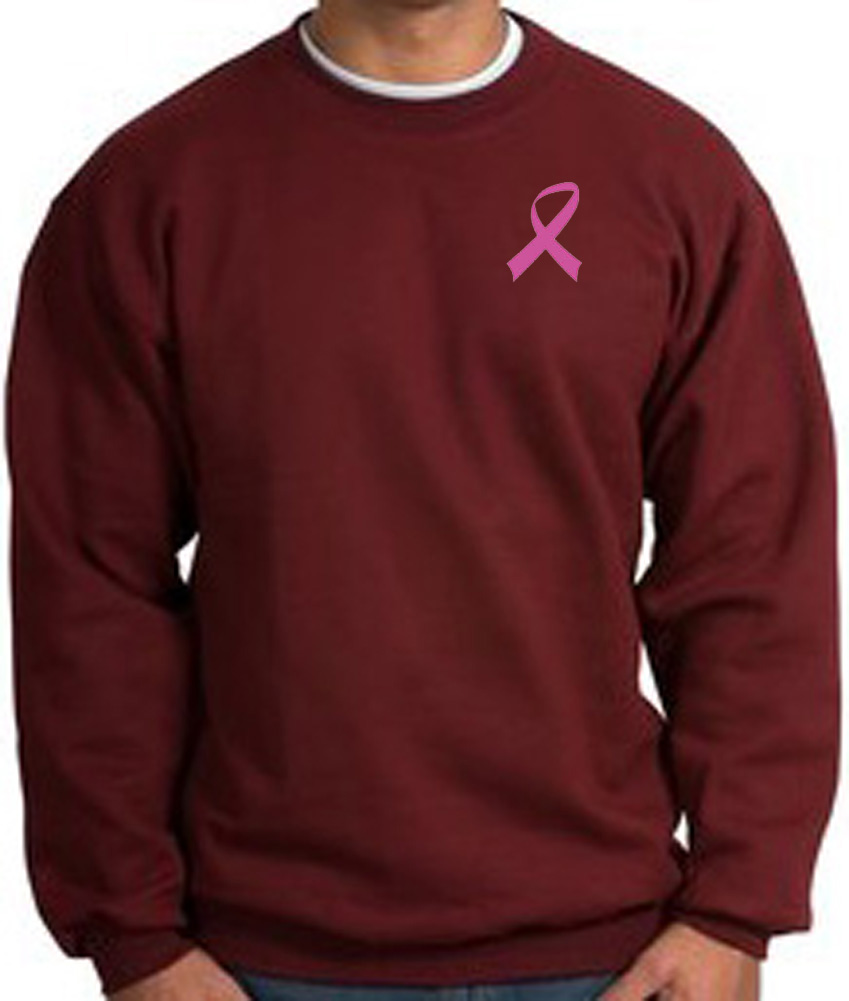 Breast Cancer Sweatshirt Pink Ribbon Pocket Print Maroon Sweatshirt ...