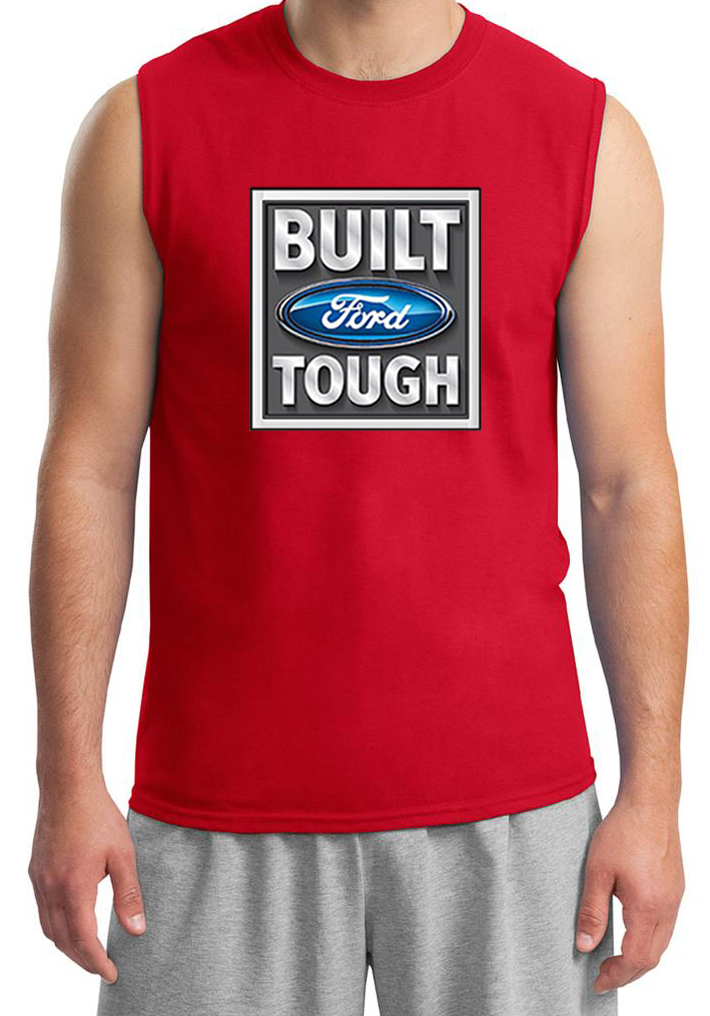 Built Ford Tough Shirt Ford Logo Mens Red Muscle Tee T-Shirt - Ford ...