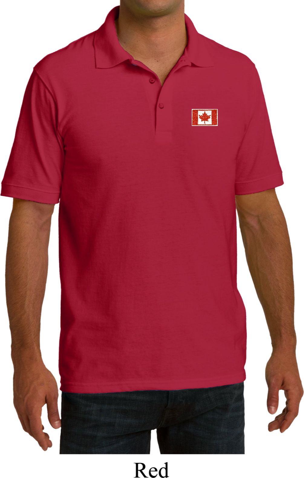 Canada Flag Patch Pocket Print Mens Pique Polo - Canada Flag Patch ...