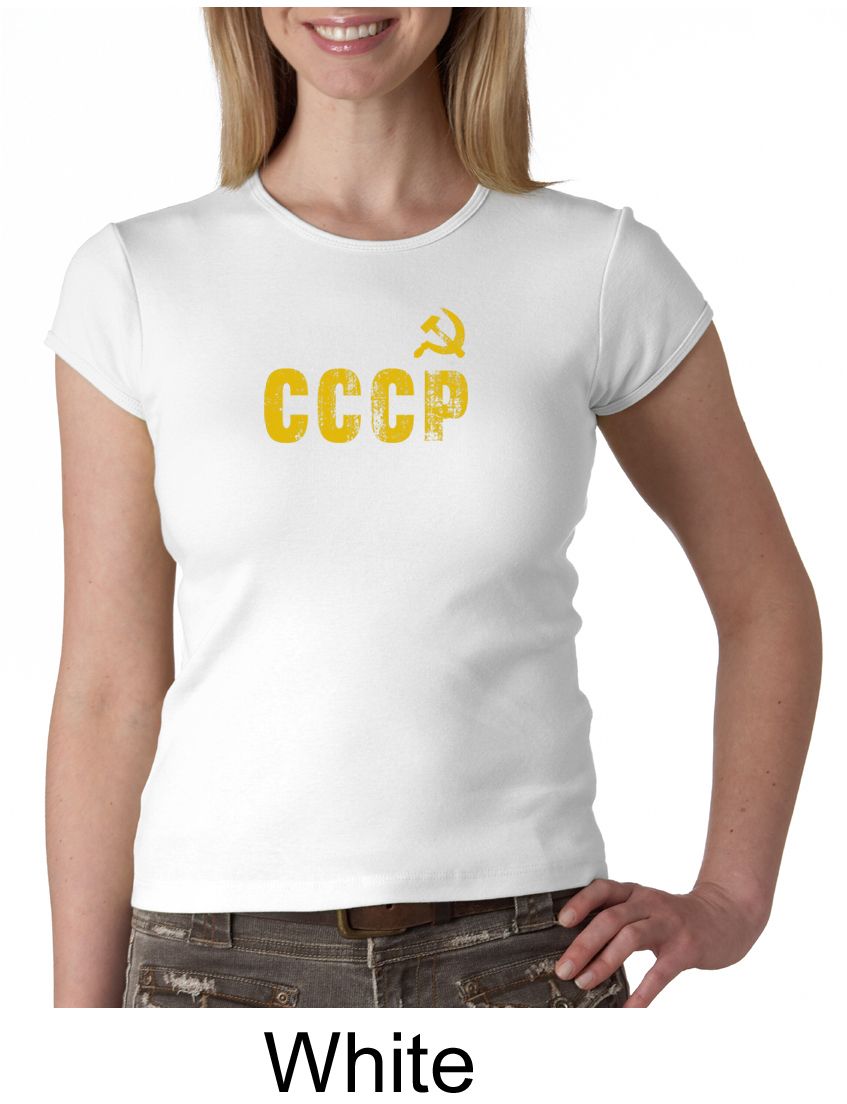 CCCP Ladies T-shirt Soviet Union USSR Russia Insignia Crew Neck Shirt ...