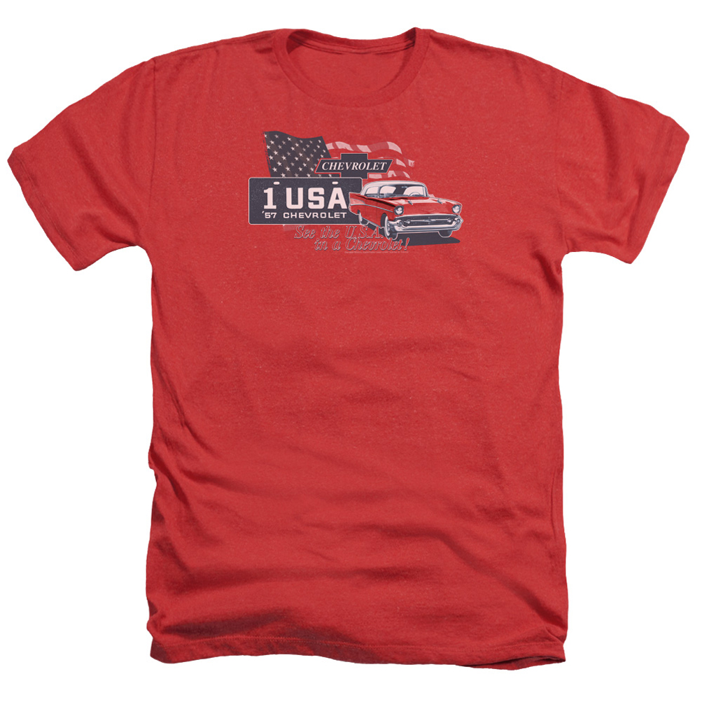 Chevy Shirt See The USA Chevrolet Heather Red T-Shirt - Chevy See The ...