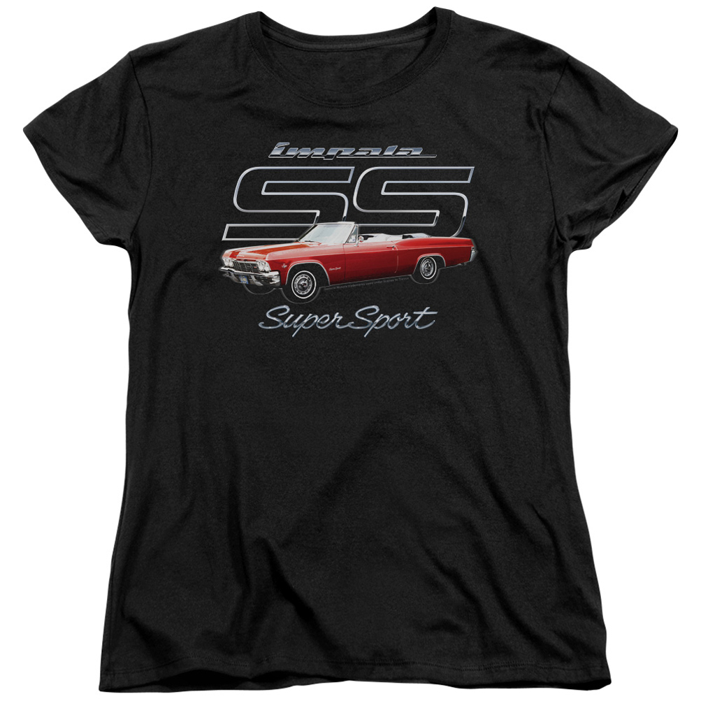 Chevy Womens Shirt Impala SS Black T-Shirt - Chevy Impala SS Shirts