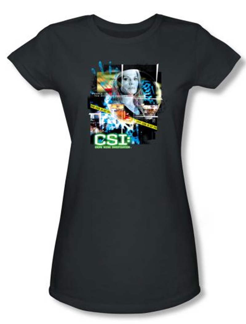 CSI Juniors T-shirt Evidence Collage Girly Charcoal Tee - CSI: Crime ...