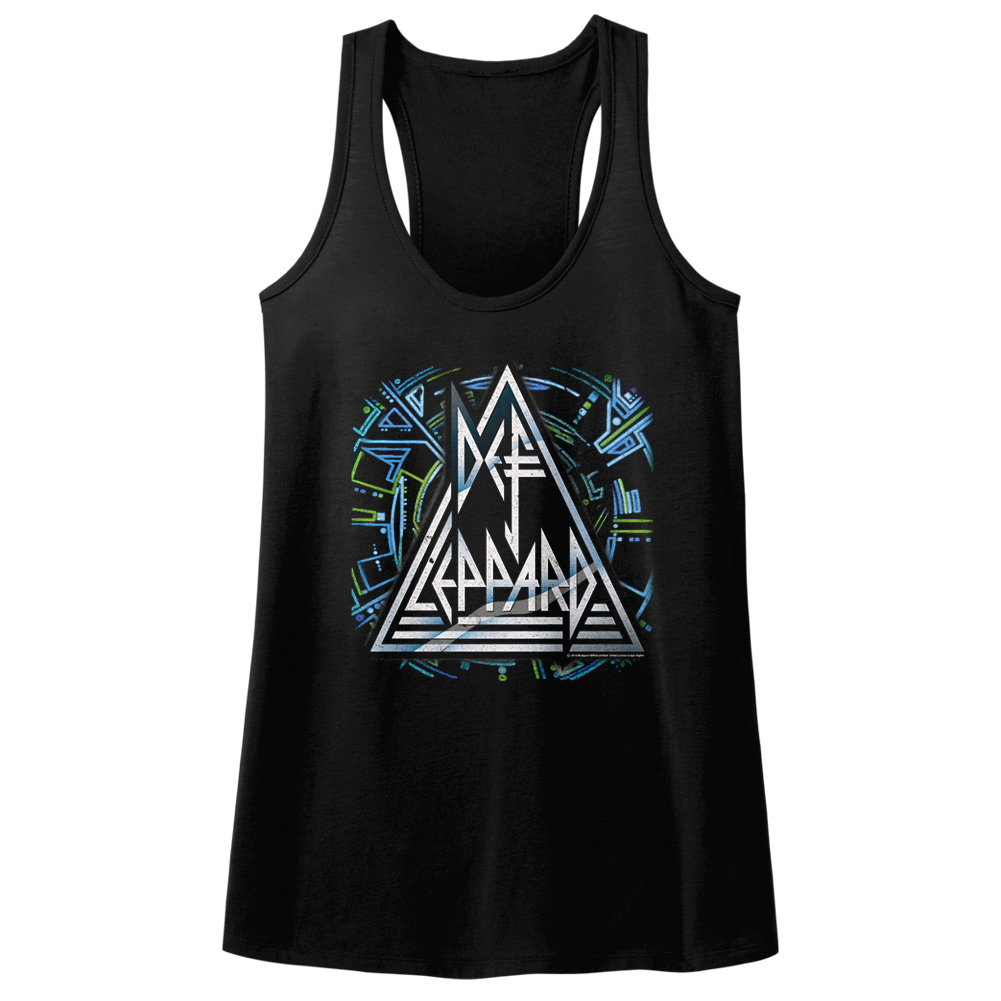 Def Leppard Juniors Tank Top Logo Black Racerback - Def Leppard Shirts