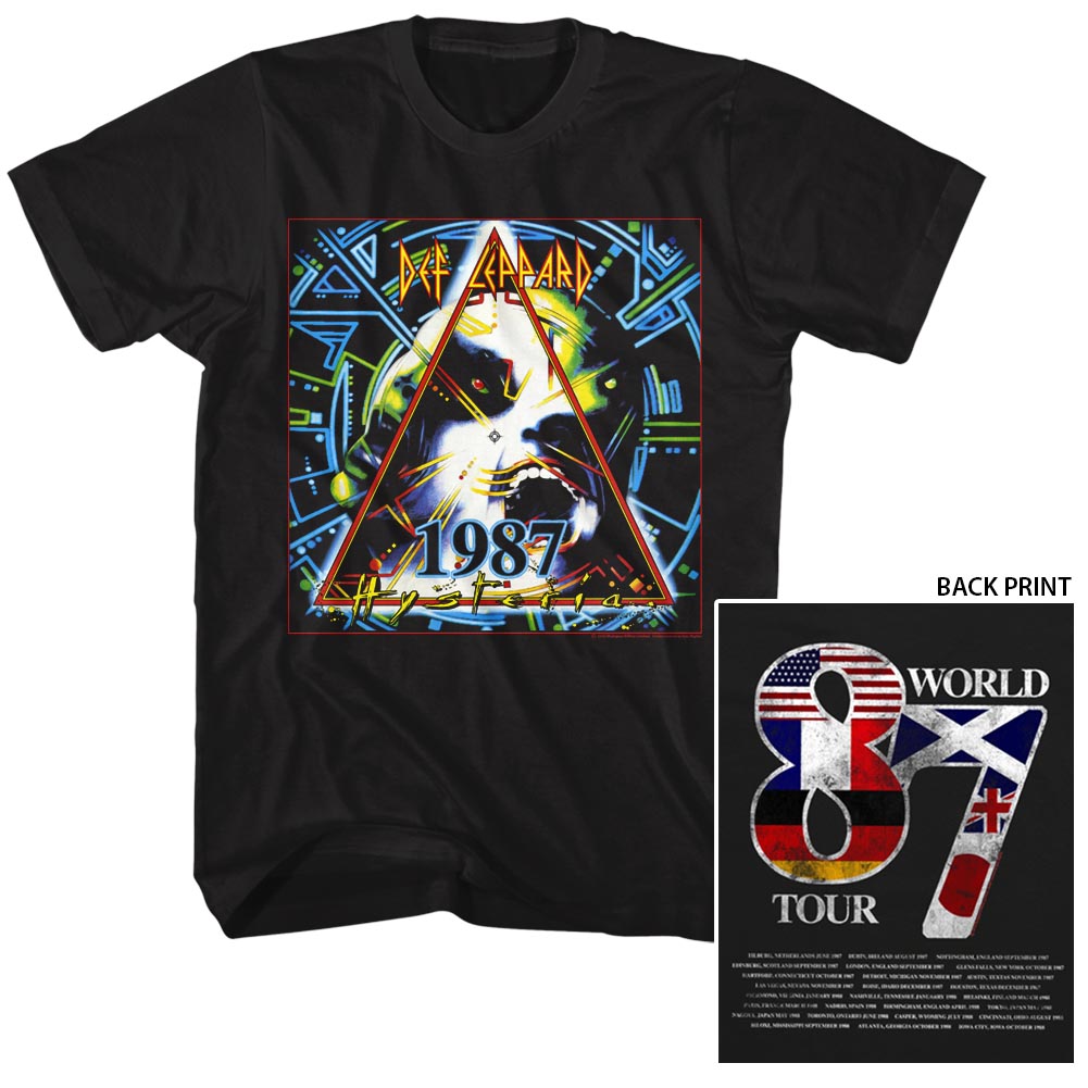 Def Leppard Shirt World Tour 87 Black T-Shirt - Def Leppard Shirts