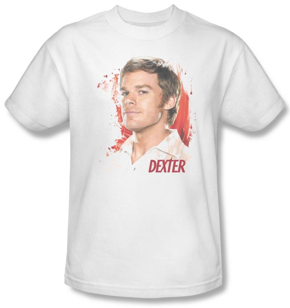 Dexter Shirt Blood Splatter Adult White T-Shirt Tee - Dexter Blood ...