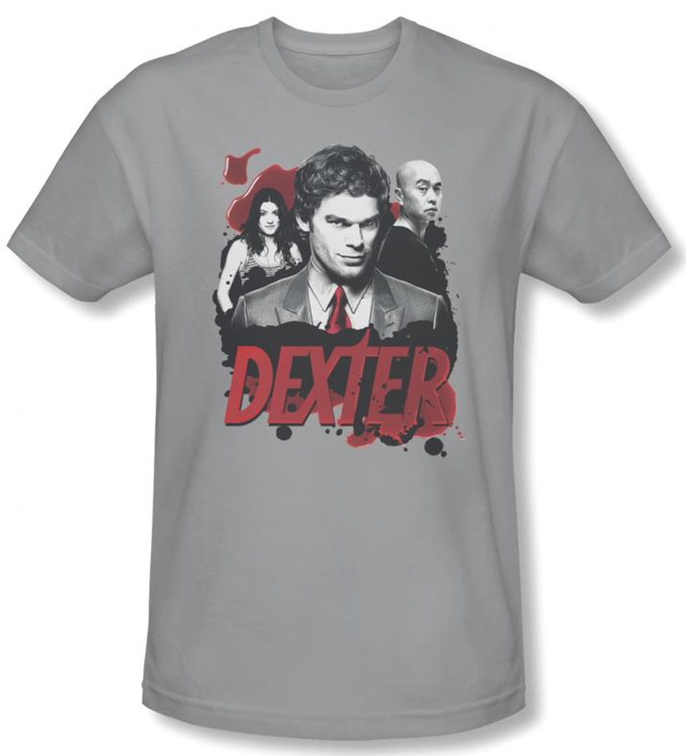 Dexter Shirt Bloody Trio Adult Silver T-Shirt Tee - Dexter Bloody Trio ...
