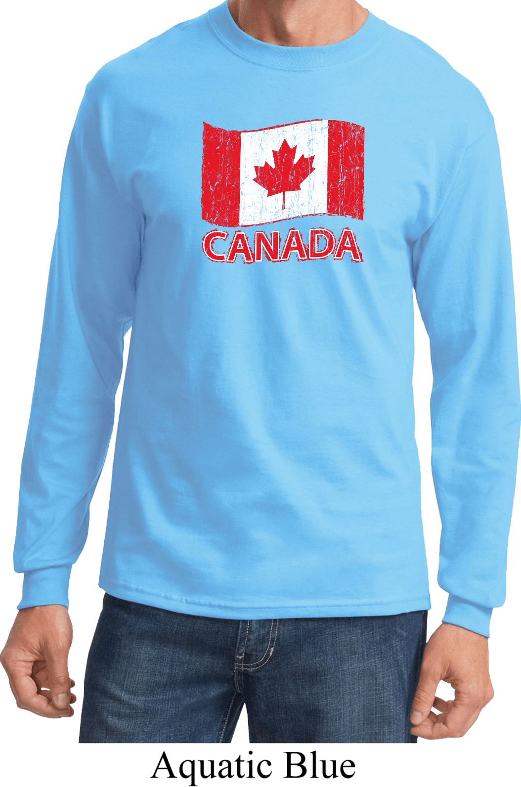 Distressed Canada Flag Long Sleeve Shirt - Distressed Canada Flag Mens ...