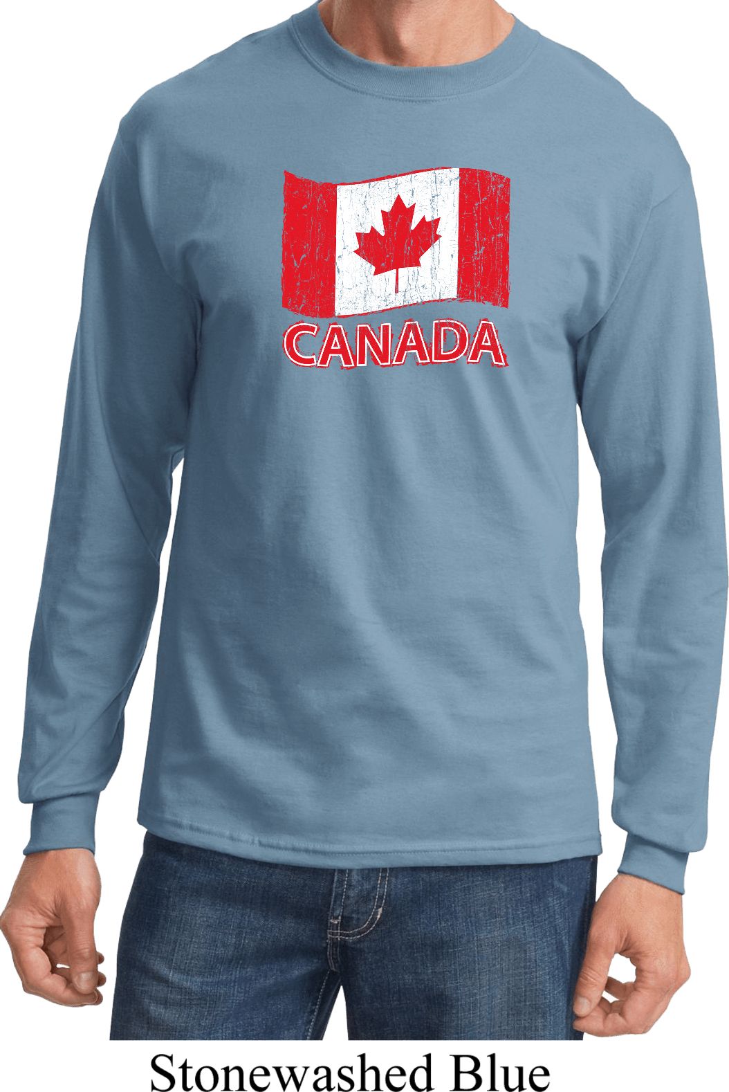 Distressed Canada Flag Long Sleeve Shirt - Distressed Canada Flag Mens ...