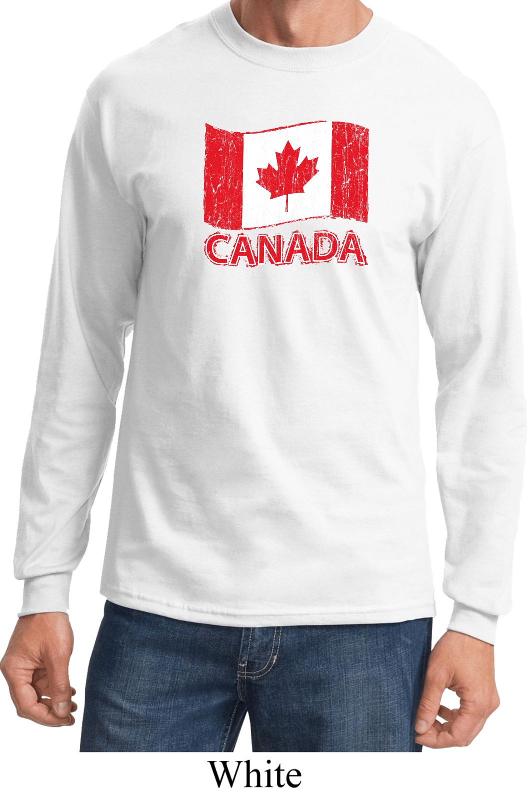 Distressed Canada Flag Long Sleeve Shirt - Distressed Canada Flag Mens ...