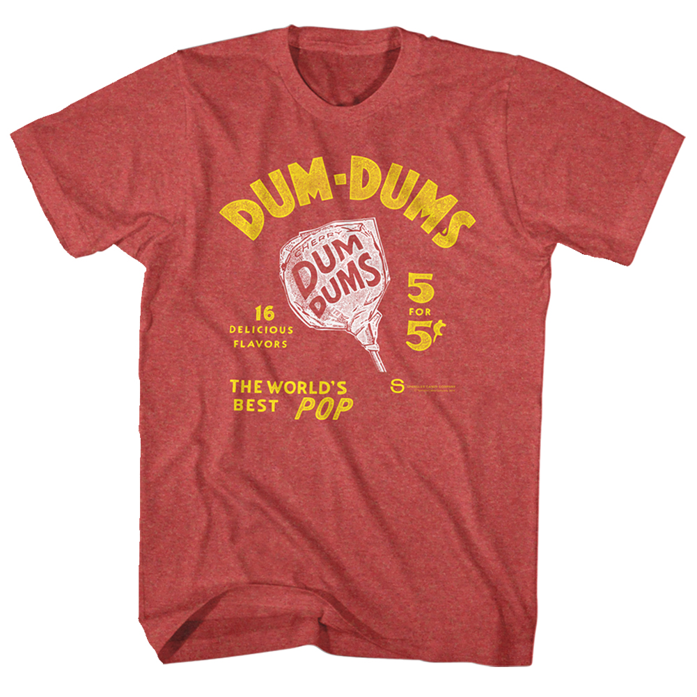 Dum Dums Shirt The Worlds Best Pop Heather Red T-Shirt - Dum Dums Shirts