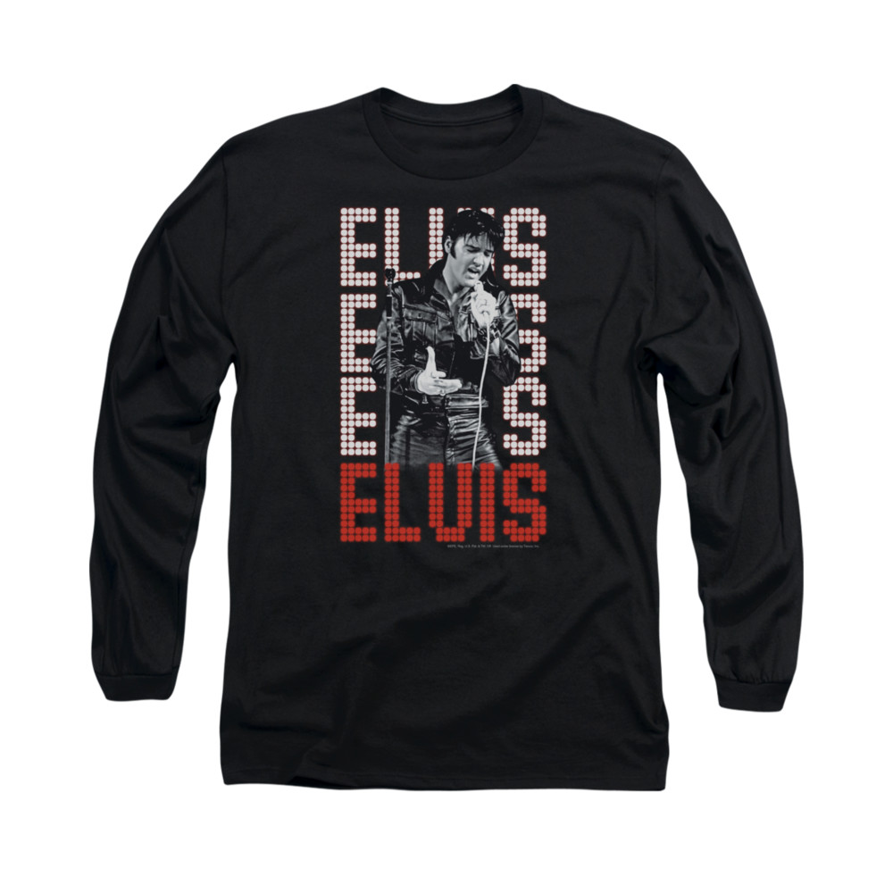 Elvis Presley Shirt Name In Lights Long Sleeve Black Tee T-Shirt ...
