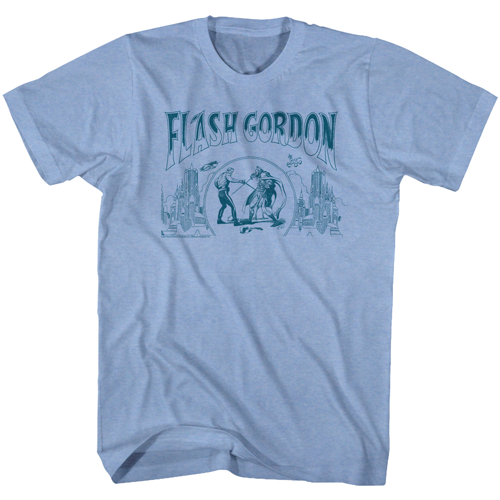 Flash Gordon T-Shirt - Flash Blue Adult Turquoise Heather Tee Shirt ...