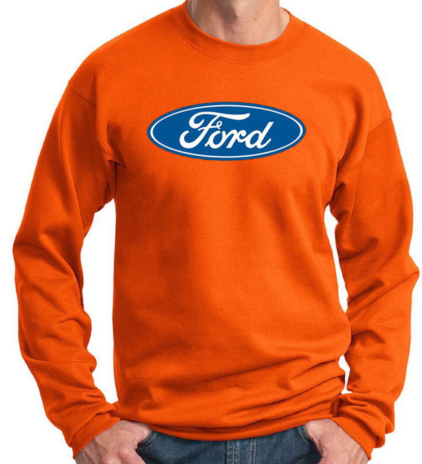 Ford Logo Sweatshirt - Oval Emblem Adult Orange Sweat Shirt - Ford Logo ...