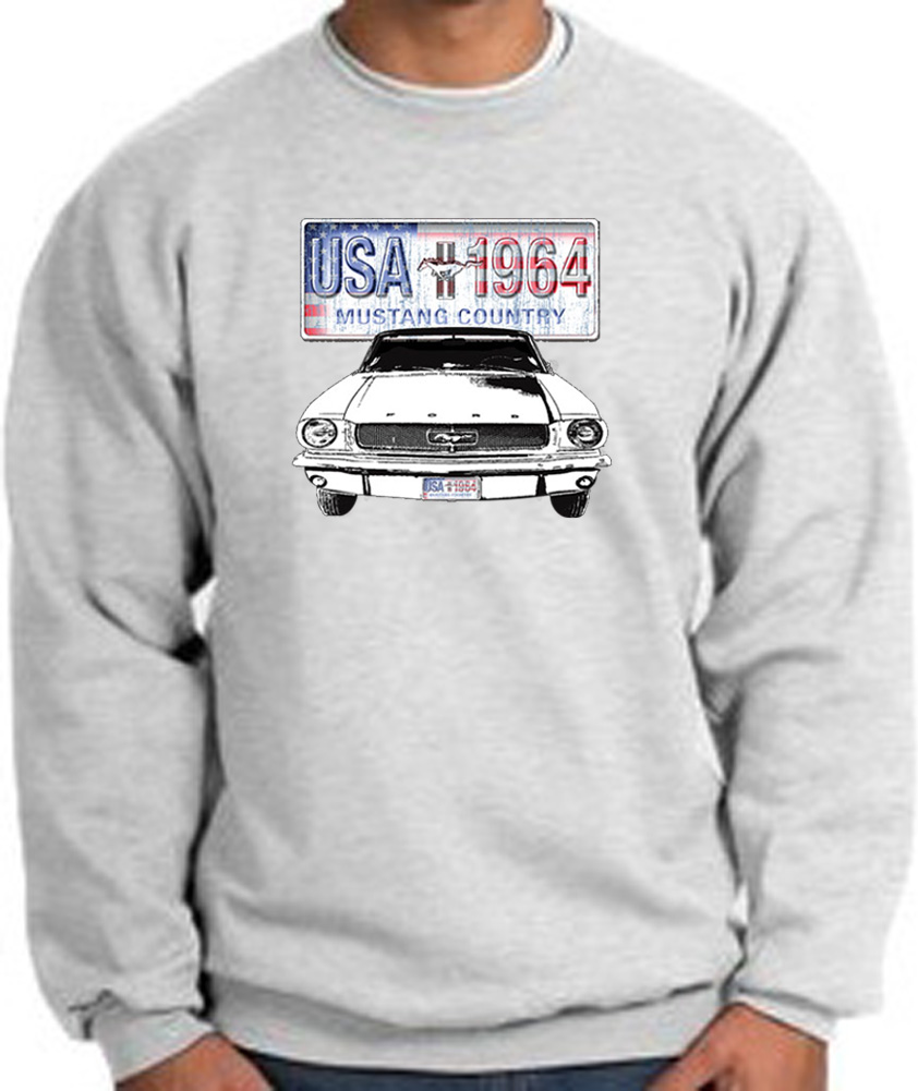 Ford Mustang Sweatshirt - USA 1964 Country Adult Ash Sweat Shirt - Ford ...