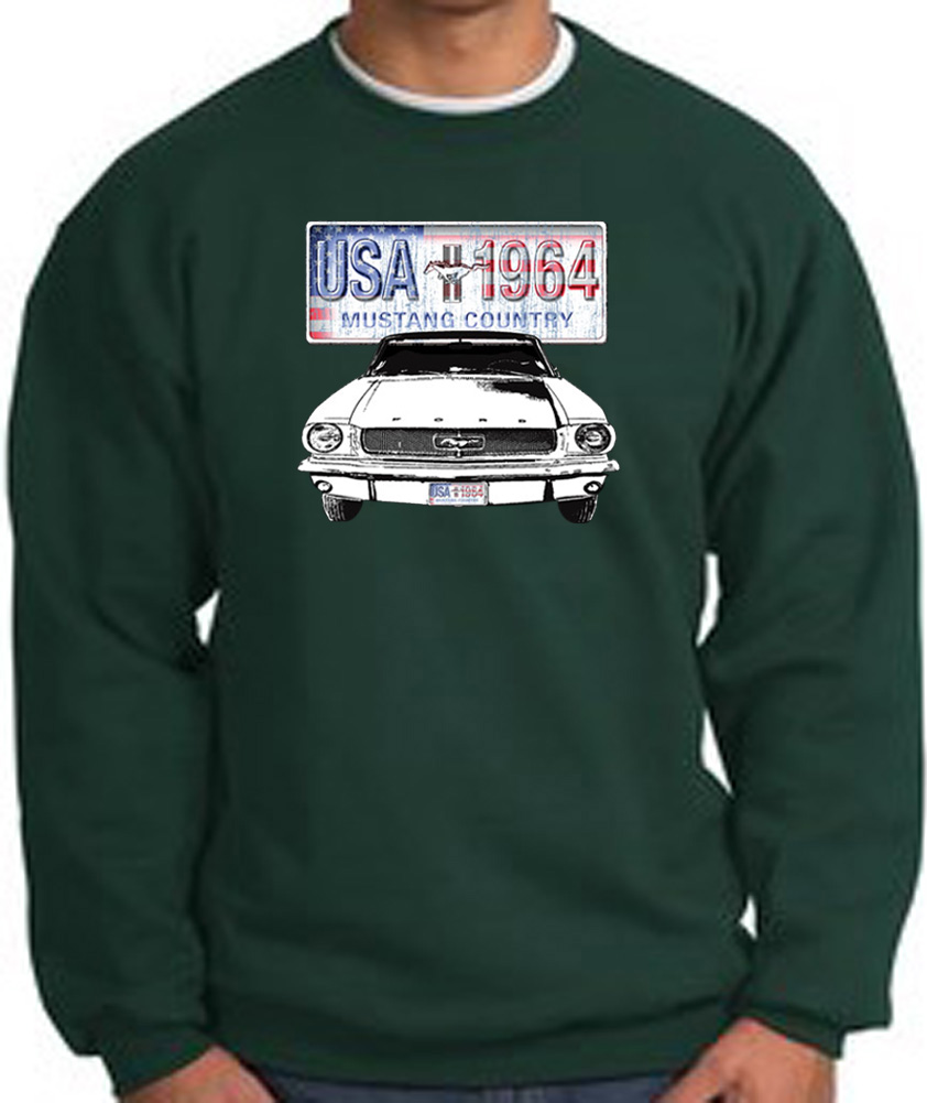 Ford Mustang Sweatshirt USA 1964 Country Dark Green Sweat Shirt - Ford ...