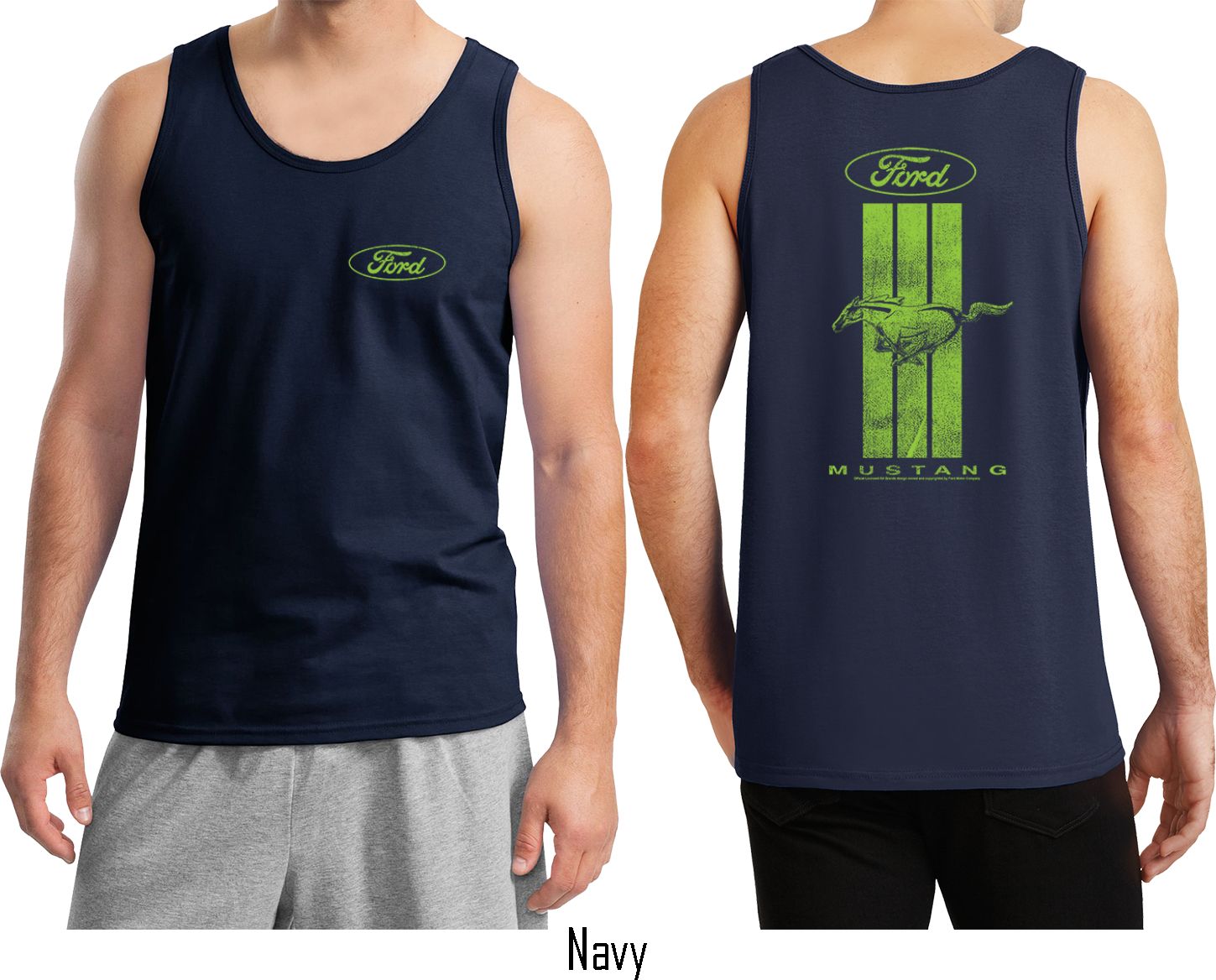 Ford Tank Top Green Mustang Stripe (Front & Back) Tanktop - Ford Green ...