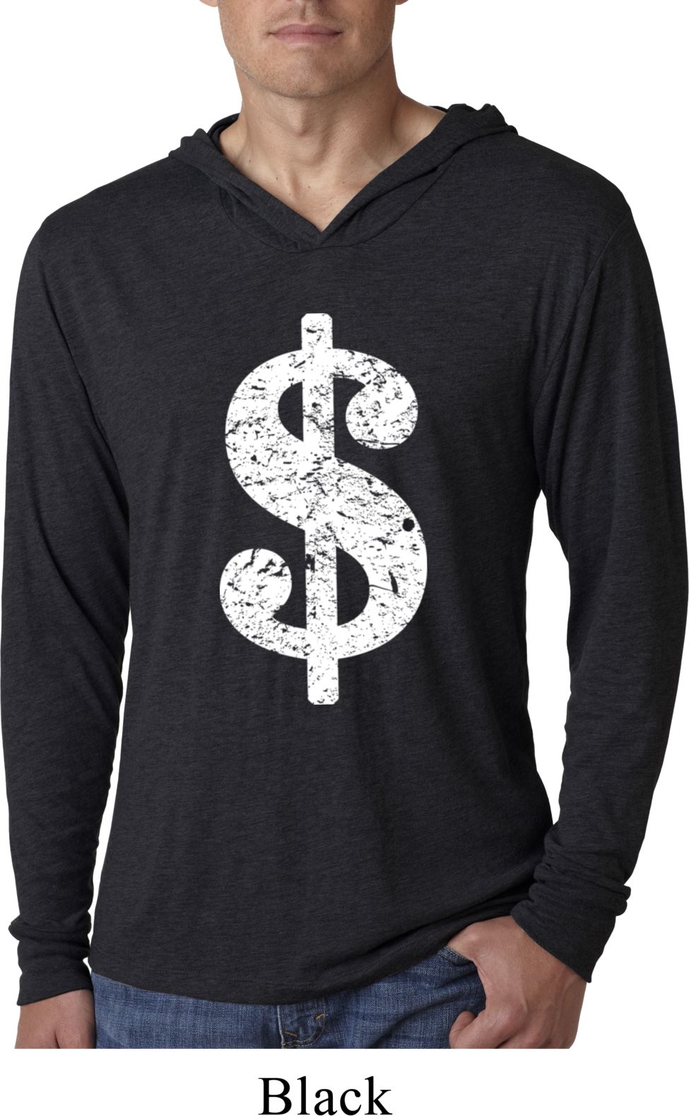 Funny Shirt Distressed Dollar Sign Lightweight Hoodie Tee T-Shirt ...