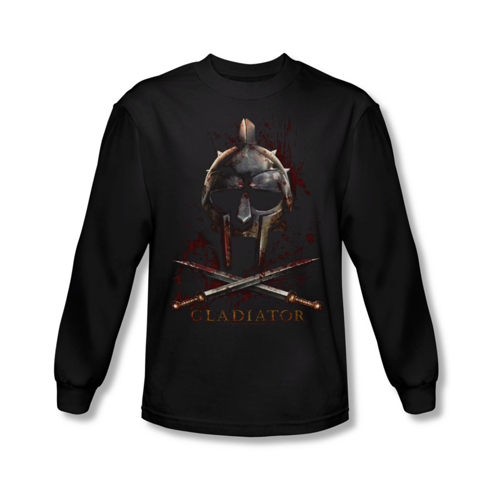 Gladiator Shirt Helmet Long Sleeve Black Tee T-Shirt - Gladiator Helmet ...