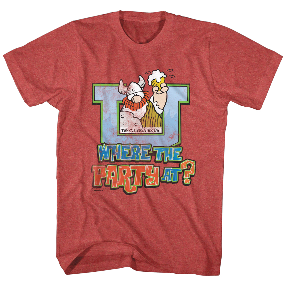 Hagar The Horrible Shirt Where The Party At? Red Heather T-Shirt ...