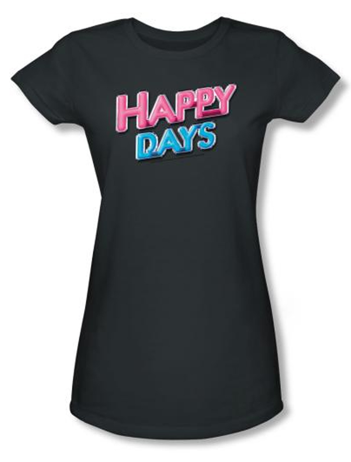 Happy Days Juniors Shirt Logo Charcoal T-Shirt - Happy Days Logo Shirts