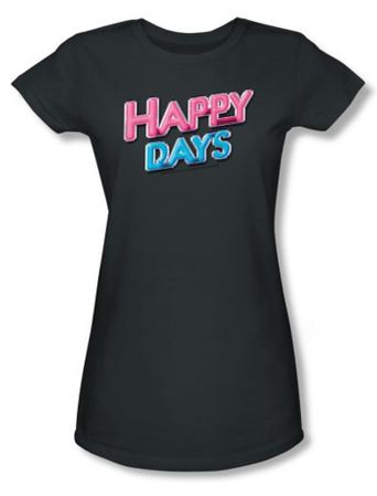 Happy Days Juniors Shirt Logo Charcoal T-Shirt - Happy Days Logo Shirts