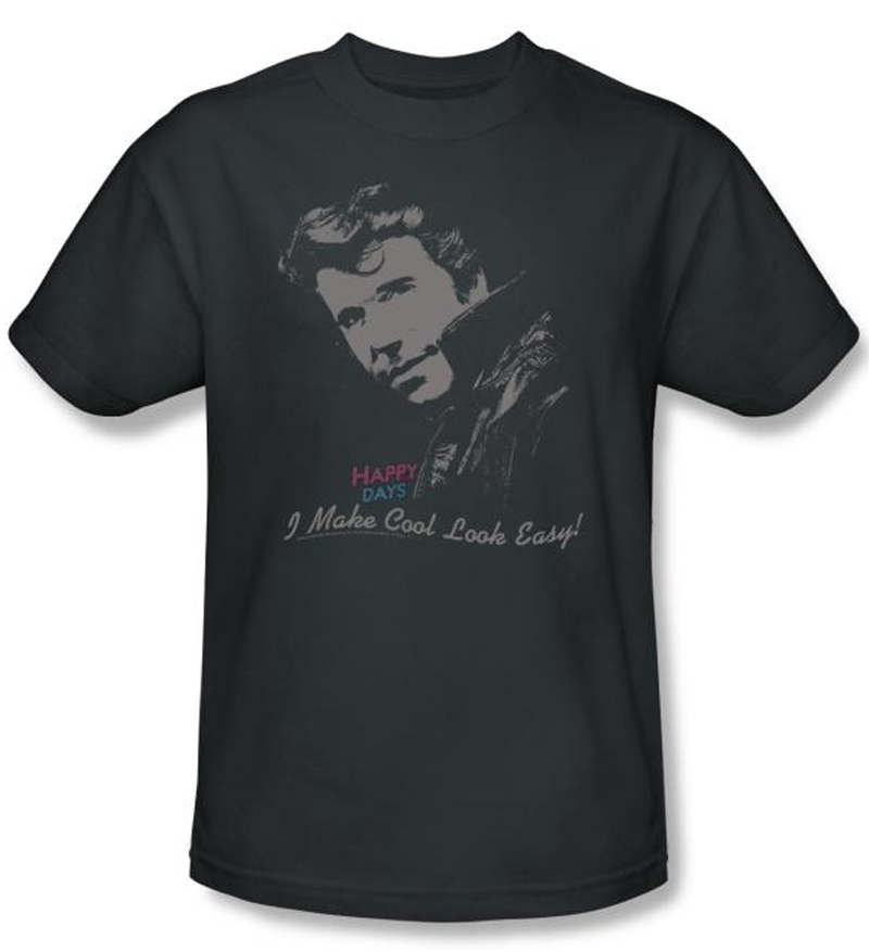 Happy Days T-shirt - Cool Fonz Adult Charcoal Shirt - Happy Days Cool ...