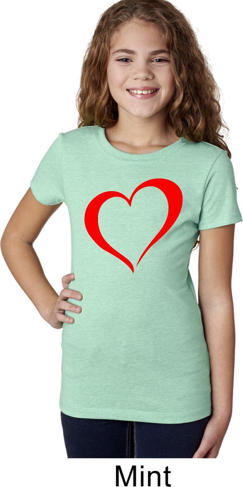 Heart Outline Girls Shirt - Heart Outline Kids Shirts