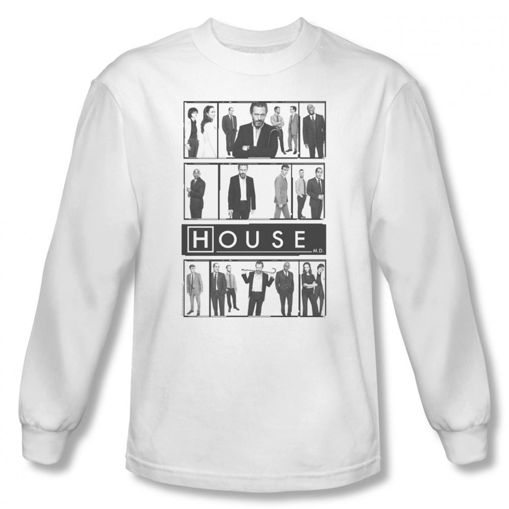 House Shirt Cast Long Sleeve White Tee T-Shirt - House Cast Shirts