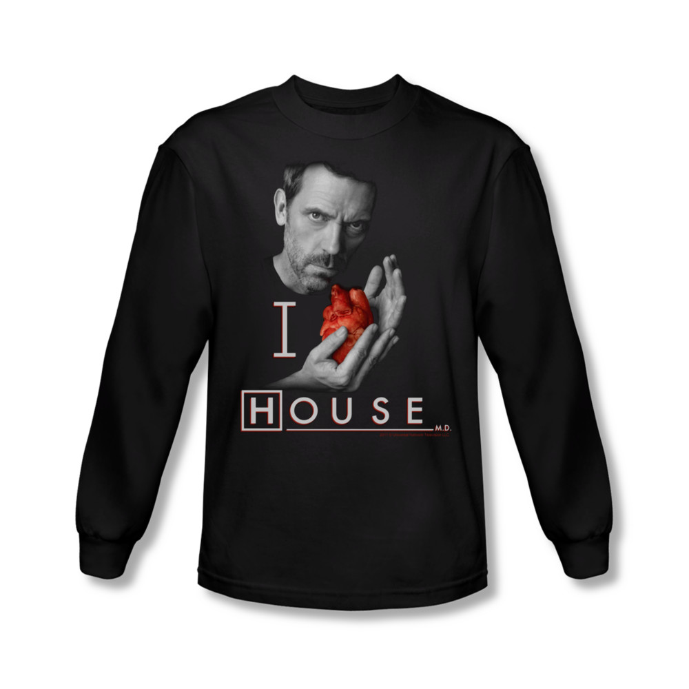 House Shirt I Heart House Long Sleeve Black Tee T-Shirt - House I heart ...