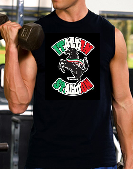 Italian Shooter Shirt - Stallion Sleeveless Muscle Shirt - Italian T-shirts