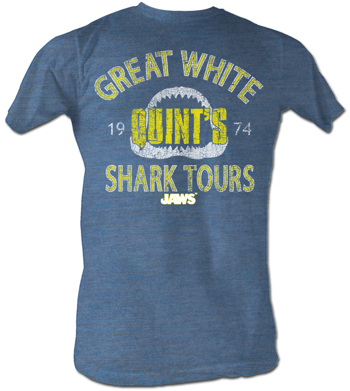 Jaws T-shirt Movie Shark Shark Tour Adult Blue Heather Tee Shirt - Jaws ...