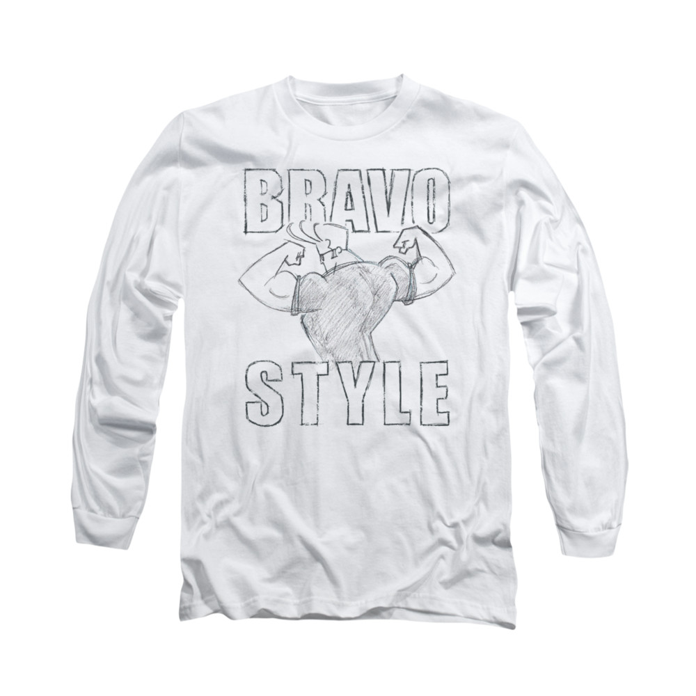 Johnny Bravo Shirt Long Sleeve Bravo Style White Tee T-Shirt - Johnny ...