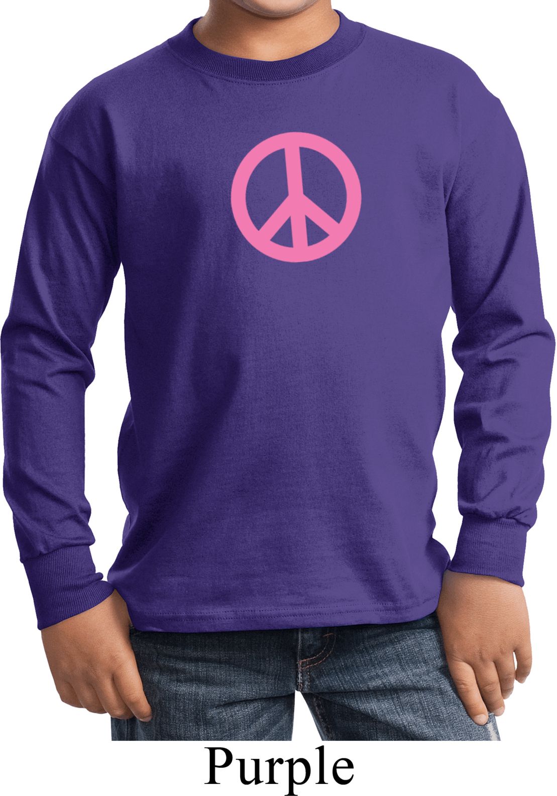 Kids Peace Shirt Pink Peace Long Sleeve Tee T-Shirt - Pink Peace Kids ...