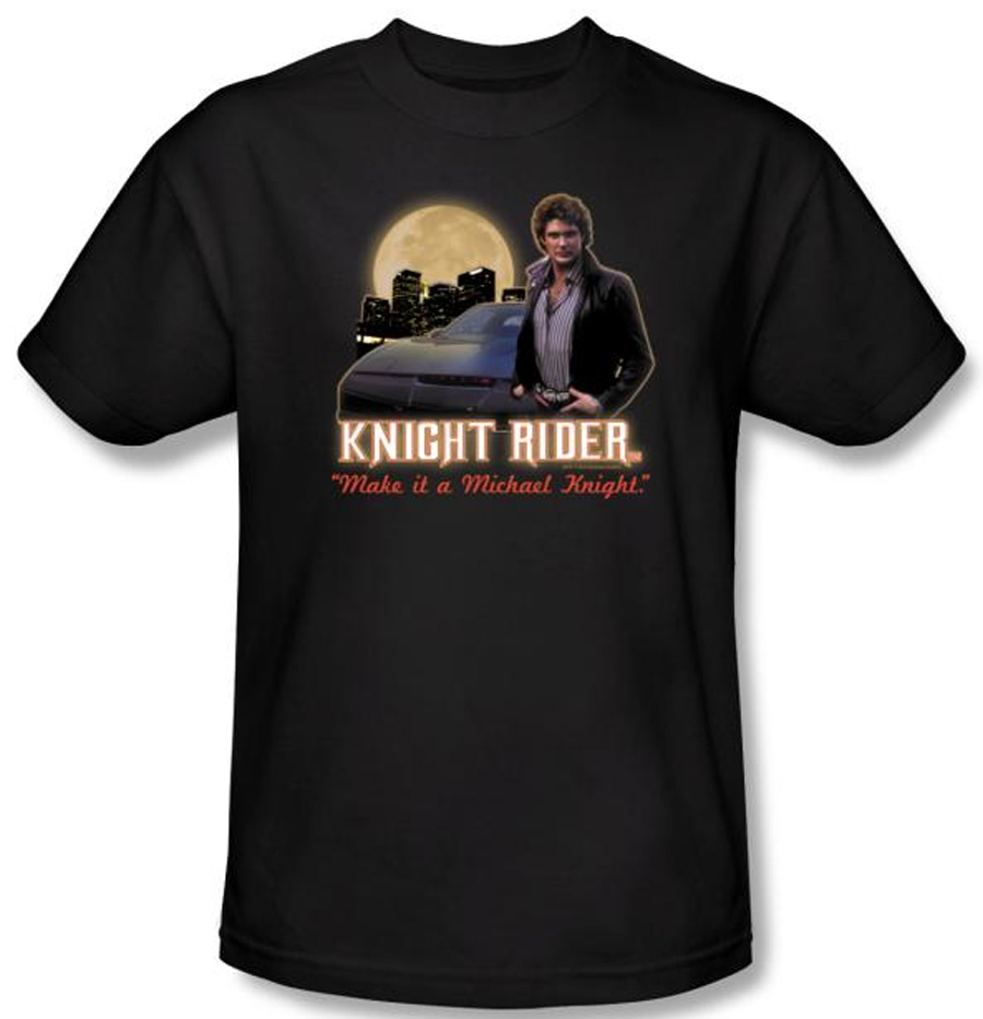 Knight Rider T-shirt Full Moon Adult Black Tee Shirt - Knight Rider Shirts