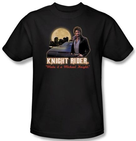 Knight Rider T-shirt Full Moon Adult Black Tee Shirt - Knight Rider Shirts