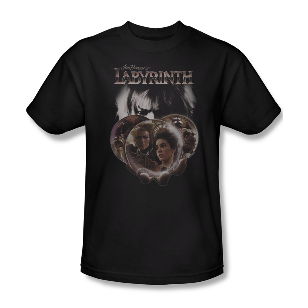 Labyrinth Shirt Globes Adult Black Tee T-Shirt - Labyrinth Globes Shirts