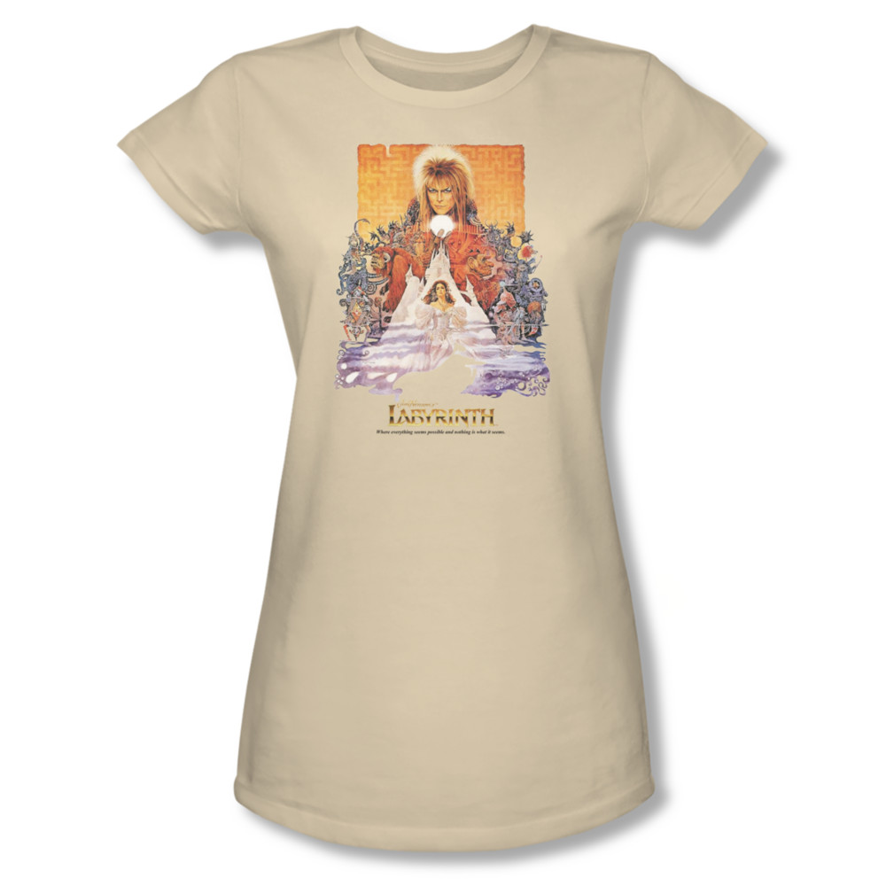 Labyrinth Shirt Juniors Movie Poster Cream Tee T-Shirt - Labyrinth ...